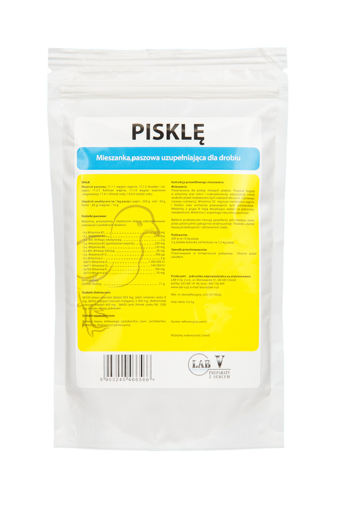 LAB-V Pisklę - Mieszanka paszowa uzupełniająca dla drobiu na wsparcie ...